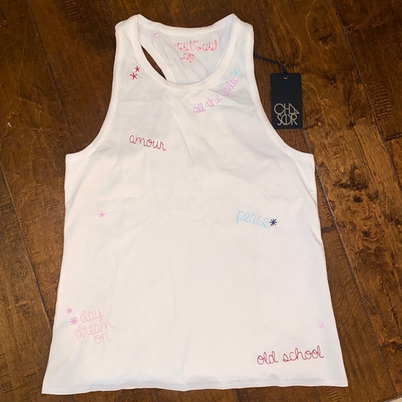Chaser | Tops | Nwt Chaser Tank Top Emb Lettering | Poshmark